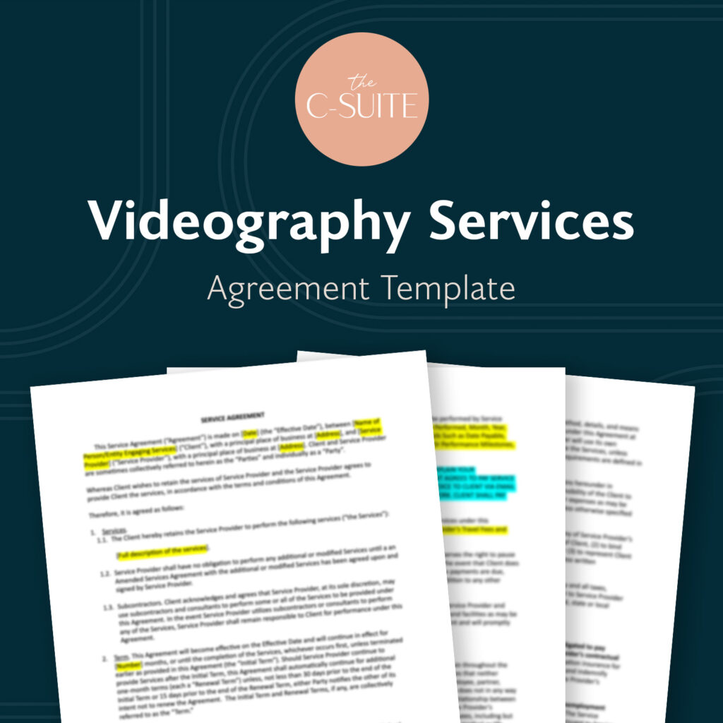 Videography Service Agreement Template | The C-Suite