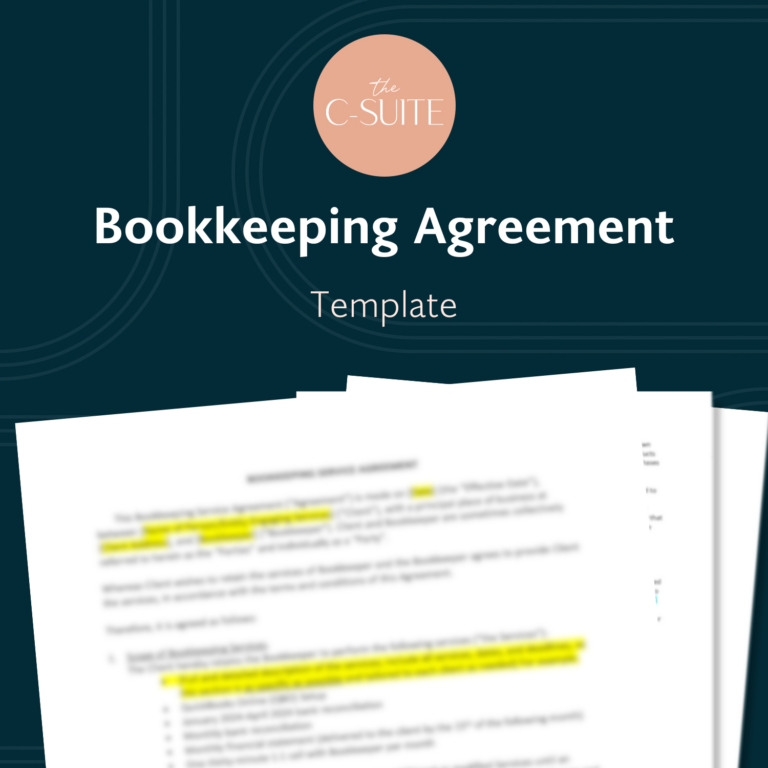 Bookkeeping Agreement Template | The C-Suite